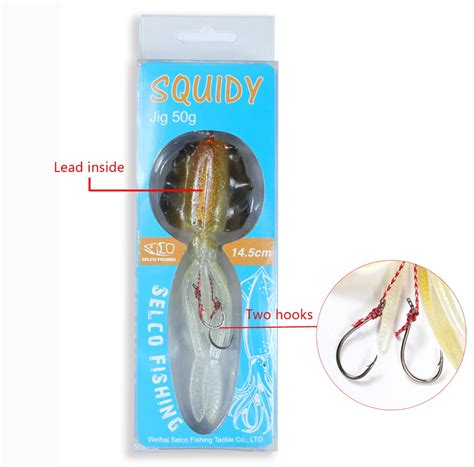 Selco UV Glow Fishing Soft Lure Octopus Calamar Pesca Mar Sea Fishing Wobbler Bait Squid Jigs