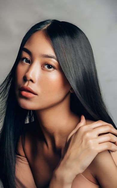 Asian Model Long Black Hair Premium AI Generated Image