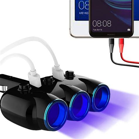 3 Weg Auto Sigarettenaansteker Socket Splitter Dual USB In Autolader