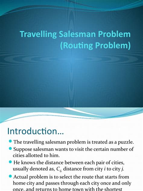 Travelling Salesman Problem Pdf Applied Mathematics Mathematics