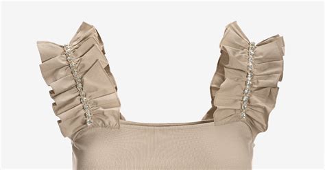 Rhinestone Ruffle Sleeve Tank Top Sand Neutral And Boston Proper