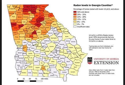 Elite Radon Team Check Out Ugas Radon Map Of Georgia This Map Was Created From Actual