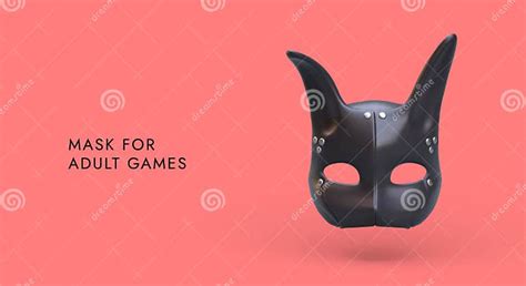Black Mask For Adult Games Banner Of Sex Shop Section Stock Vector