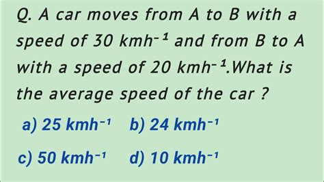 A Car Moves From A To B With A Speed Of 30 Kmph And From B To A With A