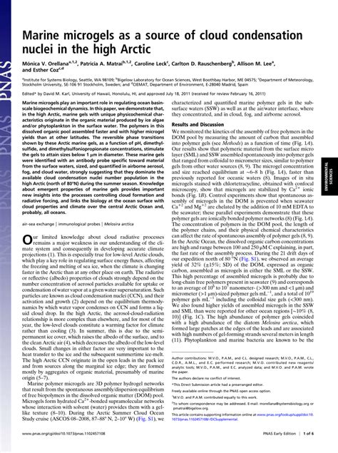 Pdf Marine Microgels As A Source Of Cloud Condensation Nuclei In The