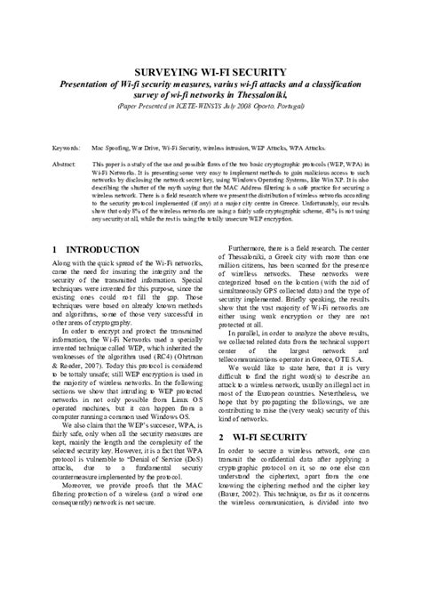 Pdf Surveying Wi Fi Security Presentation Of Wi Fi Security