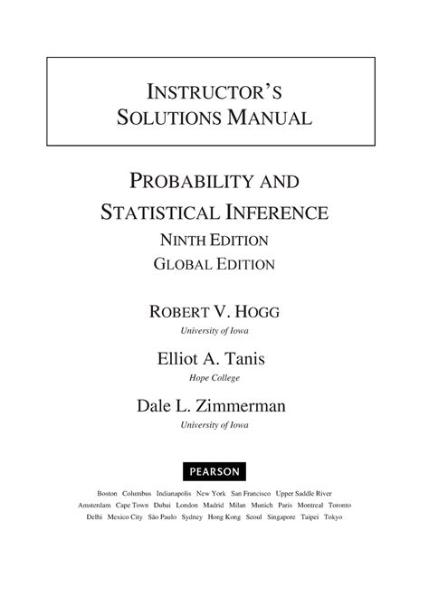 Probability And Statistical Inference Solution Manual Th Ed