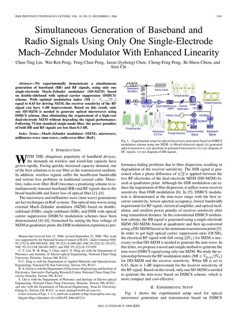 Pdf Simultaneous Generation Of Baseband And Radio Signals Using Only One Single Electrode Mach