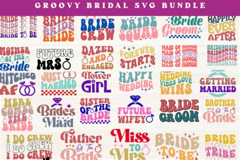 Retro Bridal Party Svg Bundle Graphic By Swiftyslice · Creative Fabrica