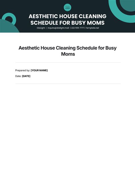 Free Aesthetic House Cleaning Schedule For Busy Moms Template To Edit
