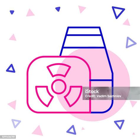 흰색 배경에 격리 된 라인 원자력 발전소 아이콘 에너지 산업 개념 다채로운 개요 개념 벡터 건설 산업에 대한 스톡 벡터 아트 및