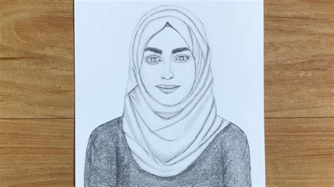 How To Draw A Girl With Hijab Pencil Sketch Drawing Tutorial Nbkomputer