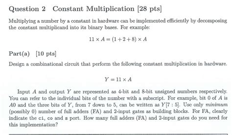 Solved Question Constant Multiplication Pts Chegg