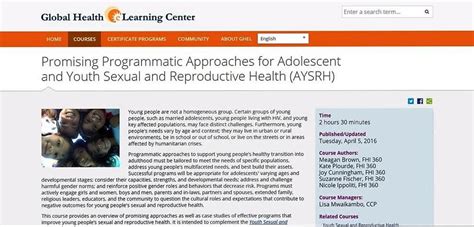 Promising Programmatic Approaches For Adolescent And Youth Sexual And Reproductive Health Aysrh