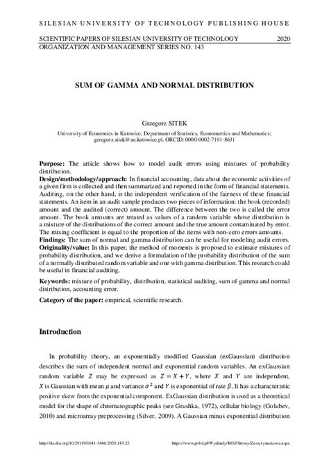 Pdf Sum Of Gamma And Normal Distribution