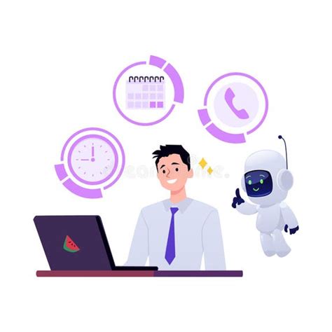 Man Office Employee With Laptop Working With Chat Bot Business Ai Robotic Assistance Distance