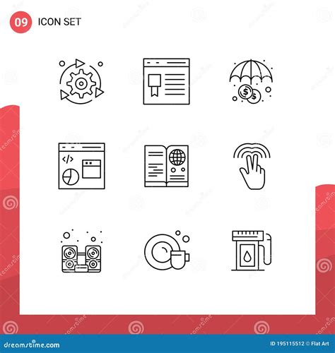 9 User Interface Outline Pack Of Modern Signs And Symbols Of