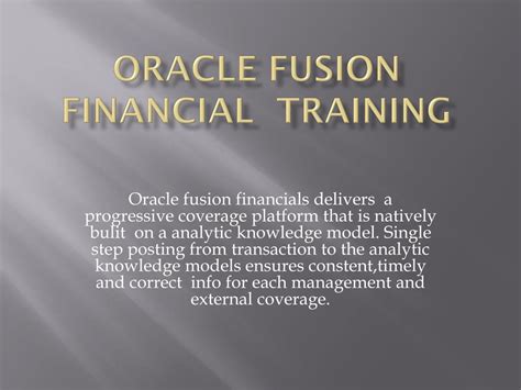 Ppt Oracle Fusion Financials Powerpoint Presentation Free Download Id