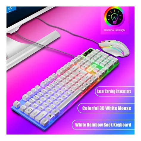 Teclado Y Mouse Gamer Blanco Retroiluminado C Luces Led Rgb En Venta