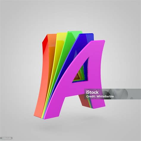 Huruf 3d Huruf A Huruf Besar 3d Membuat Font Pelangi Cutaway Warna