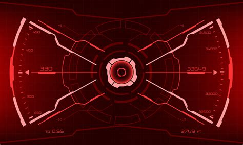 Hud Sfインターフェイス画面ビュー赤の幾何学的デザインバーチャルリアリティ未来技術クリエイティブディスプレイベクター画像 Guiの