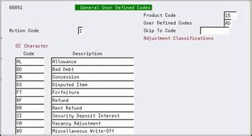 User Defined Codes