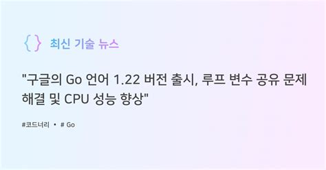 구글의 Go 언어 122 버전 출시 루프 변수 공유 문제 해결 및 Cpu 성능 향상 코드너리