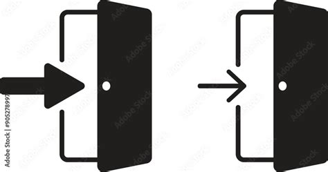 Collection Of Icons Open Door Entrance With Arrow Or Logout Entrance Sign Building Exit Symbol