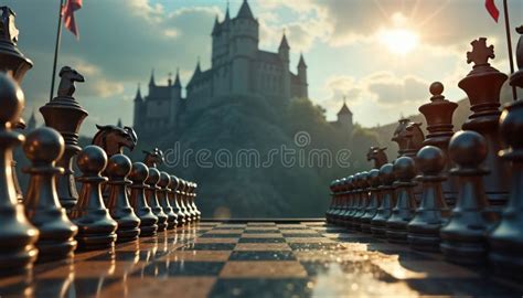 Fantasy Chess Game Set On Chessboard Medieval Theme Chess Pieces