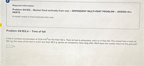 Solved Required Informationproblem 04102 ﻿rocket Fired