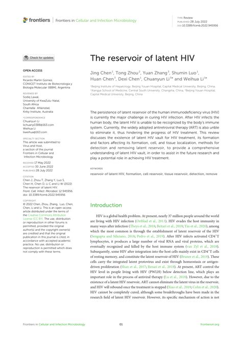 Pdf The Reservoir Of Latent Hiv