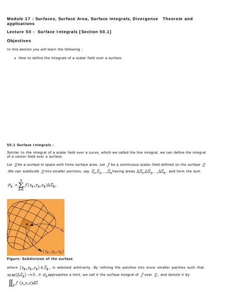 Pdf Module 17 Surfaces Surface Area Surface Integrals Nptelac
