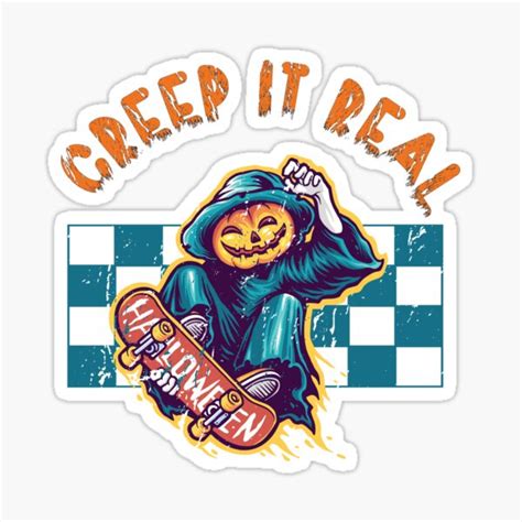 Retro Halloween Creep It Real Graphic Pumpkin Skateboard Funny