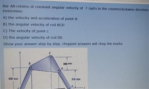 solved bar ab rotates at constant angular velocity of 7