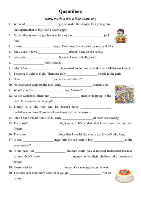 Quantifiers Worksheet For A2 Englisch