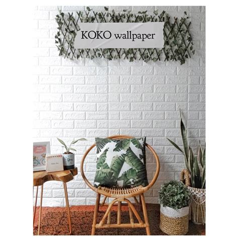 Jual NEW Wallpaper Dinding Wallfoam 3D Motif Bata Putih Ukuran 70cm