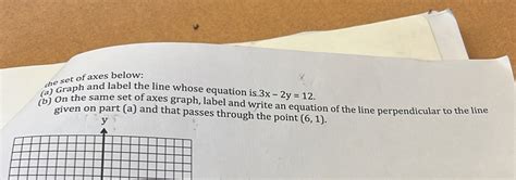 The Set Of Axes Below A Graph And Label The Line Whose Equation Is 3x 2y 12 B On T [math]