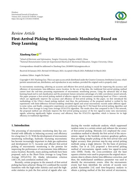 Pdf First Arrival Picking For Microseismic Monitoring Based On Deep