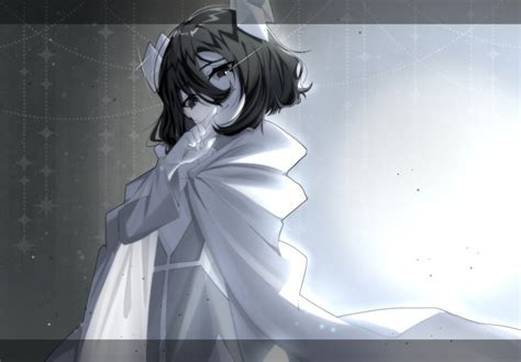 Safebooru 1girl Black Border Black Eyes Black Hair Border Cape