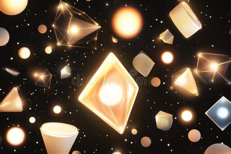 A Futuristic 3d Pattern Of Illuminated Geometric Shapes Floating In Space With Soft Glowing