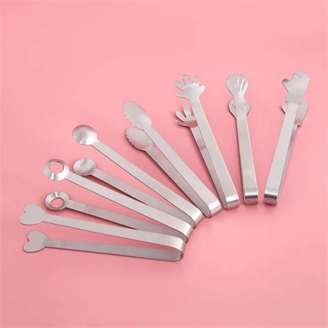 Yomdid 크리에이티브 아이스 큐브 클립 스테인리스 스틸 집게 레몬 티백 두꺼운 슈가 티 비스킷 음식 클립 주방