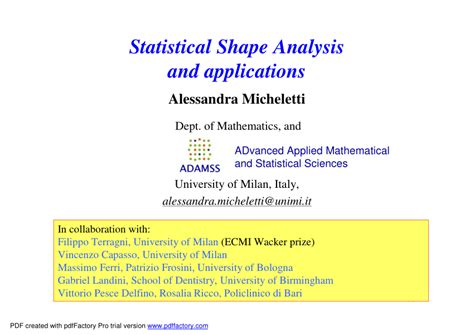 Pdf Statistical Shape Analysis And Applications