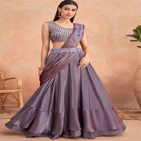 Designer Lehenga Saree Satin Silk Material Party Wear In Kolkata