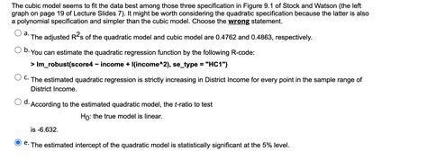 Solved The Cubic Model Seems To Fit The Data Best Among