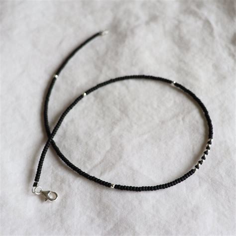 Black Seed Bead Choker Necklace Black Choker Boho Bead Necklace