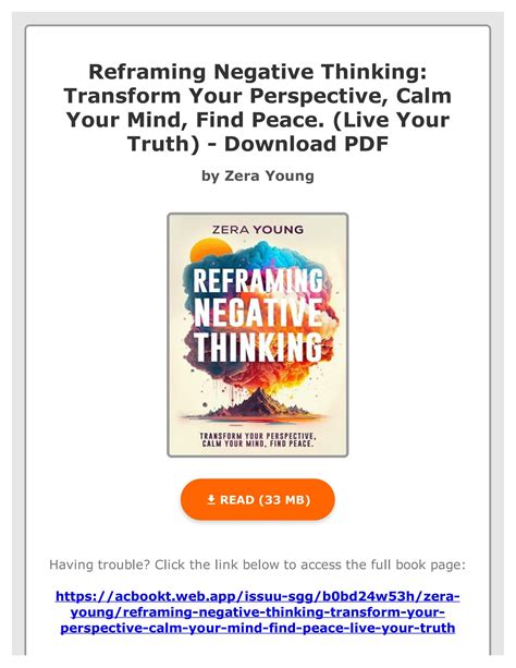 Pdf Ebook Reframing Negative Thinking Transform Your Perspective Calm Your Mind Find Peace
