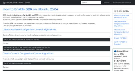 Crowncloud Wiki How To Enable Bbr On Ubuntu 25 04