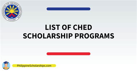 List Of Ched Scholarship Programs Philippine Scholarships