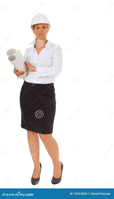 Female Architect Holding Blueprints Stock Image Image Of Middle Blonde 19922823