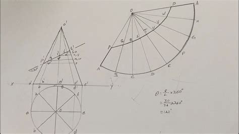 Development Of Surfaces 5 Cone Engineering Graphics Truncated Cone Youtube